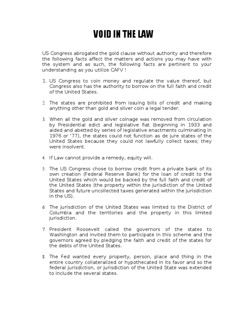 Void in The Law - Cafv Facts | PDF | Title (Property) | Trust Law