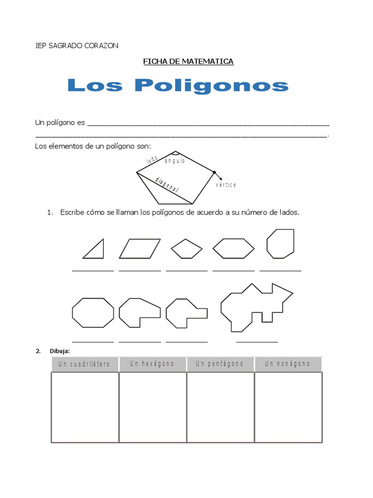 Ficha de Los Poligonos | PDF | Geometría del plano euclidiano | Geometría