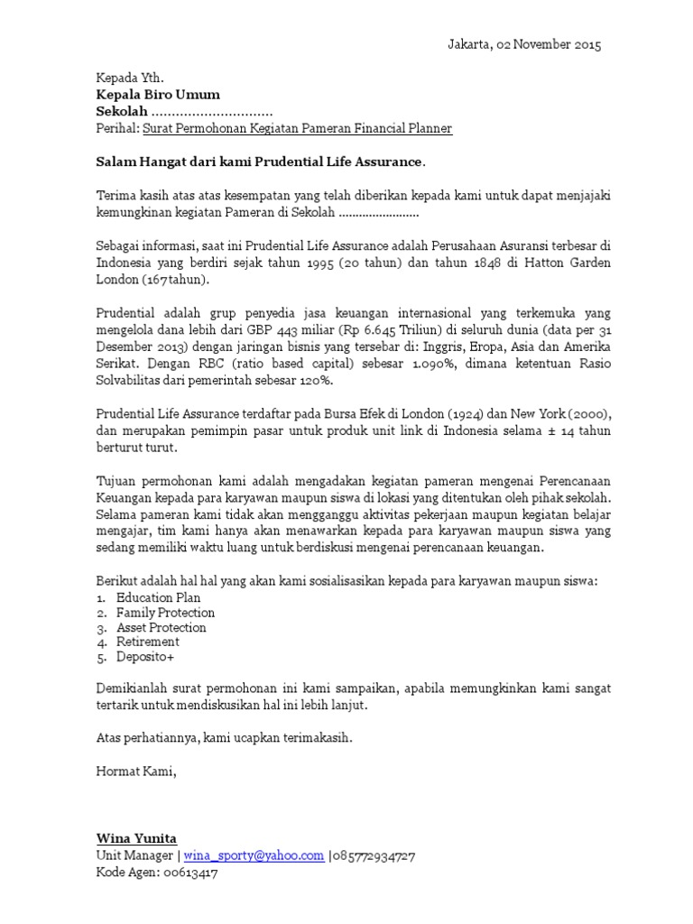 Surat Permohonan Kegiatan Pameran | PDF