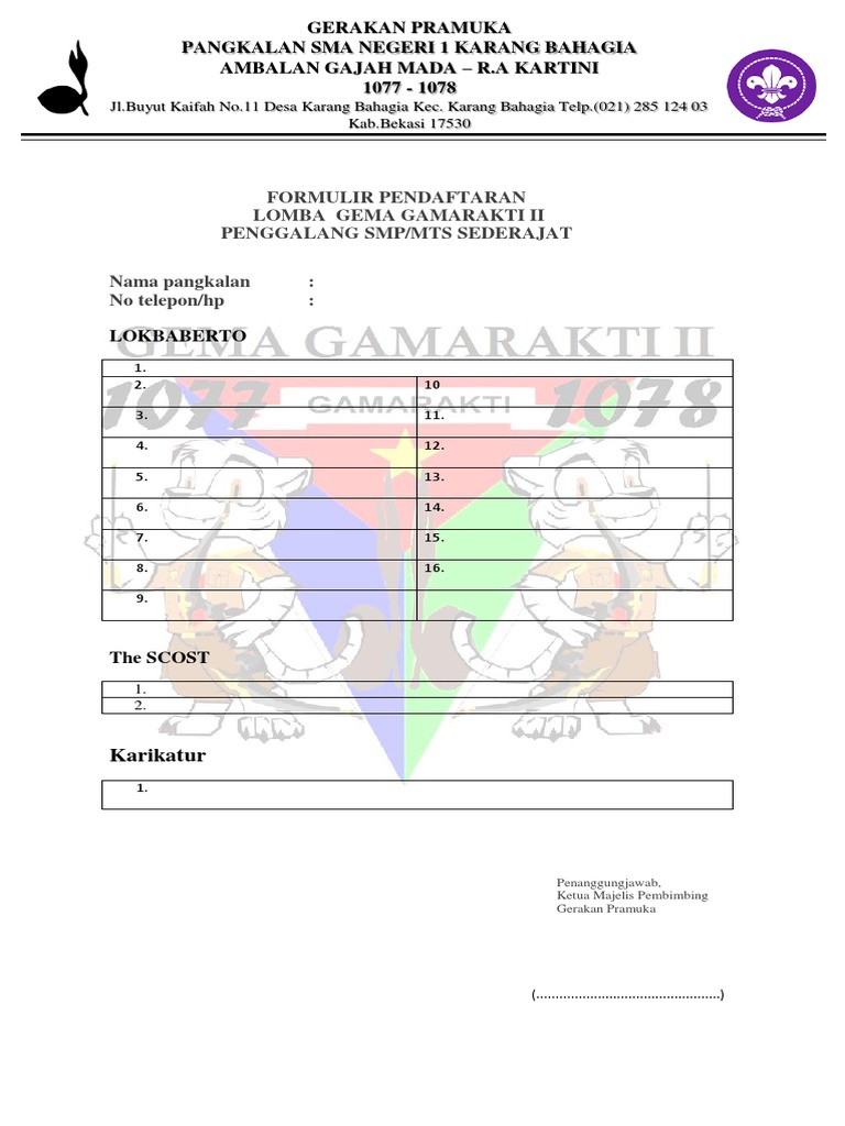 Formulir Penggalang GG2 | PDF