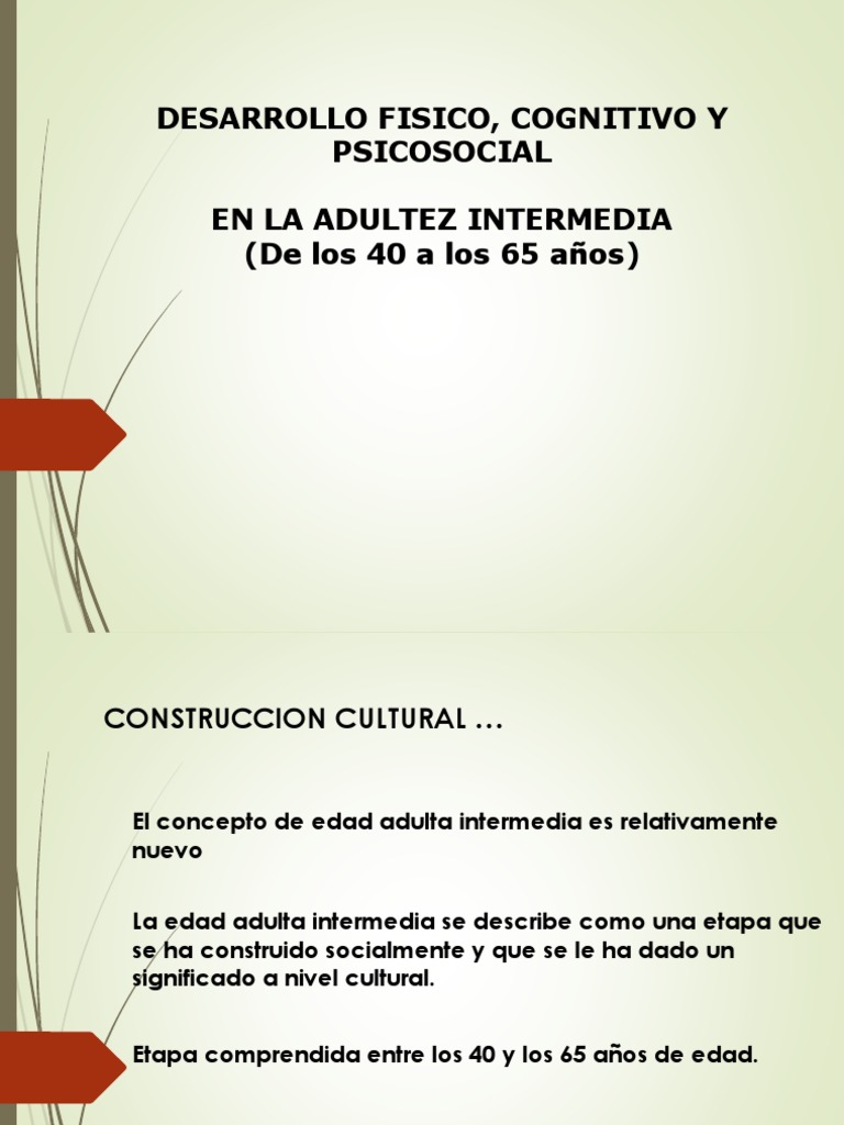 Adultez Intermedia | PDF | Desarrollo cognitivo | Adultos
