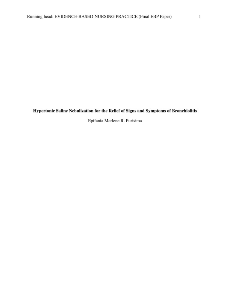 Sample EBP Paper | PDF | Evidence Based Practice | Saline (Medicine)