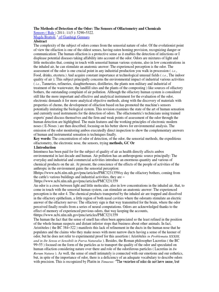 Odor Detection Methods: Olfactometry & Sensors | PDF | Odor | Olfaction