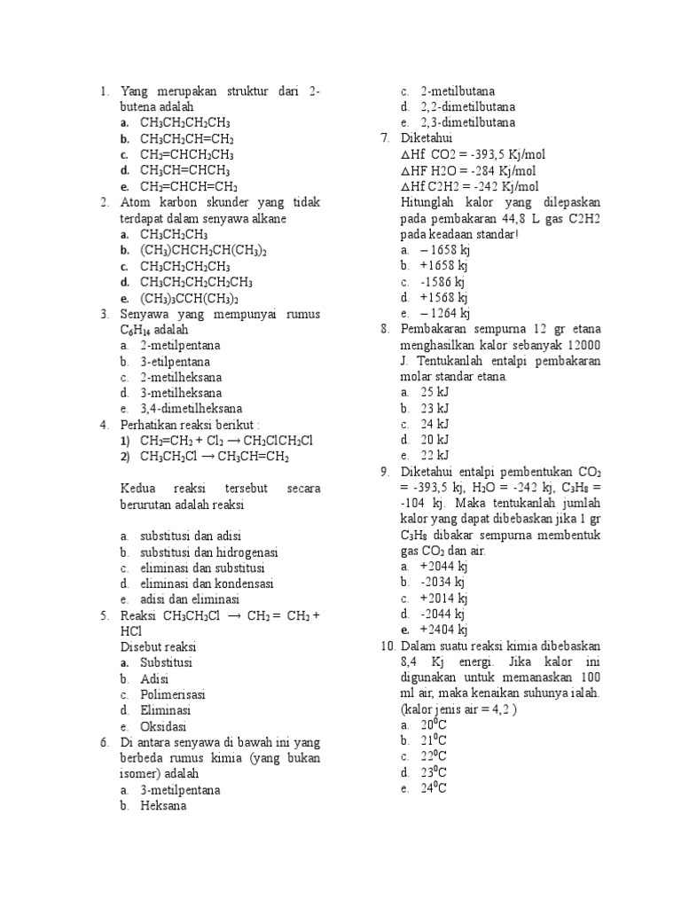 Soal dan Pembahasan Kimia Organik dan Termokimia | PDF | Sains & Matematika | Teknologi & Rekayasa