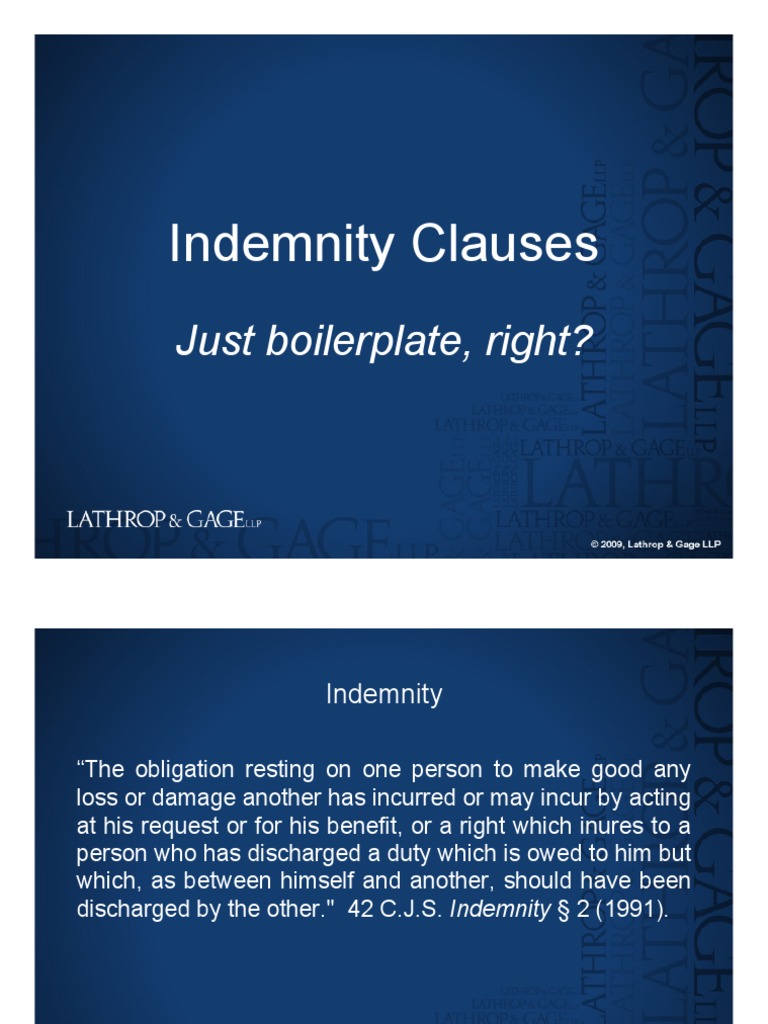 Understanding Indemnity Clauses | PDF | Indemnity | Contract Law