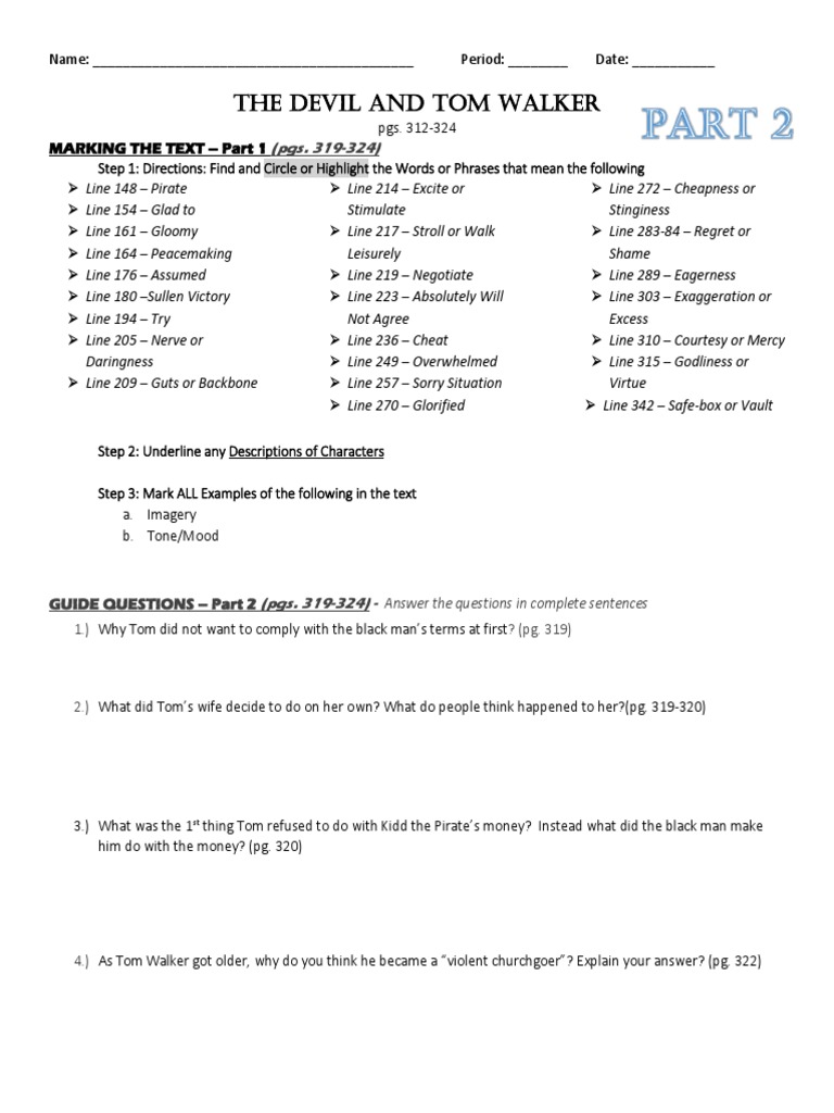 Text Analysis of "The Devil and Tom Walker" | PDF