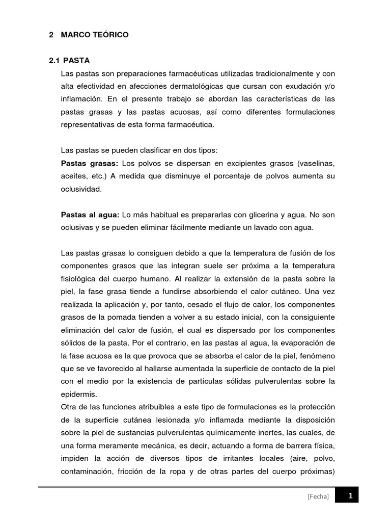 Pasta Lasar Marco Teorico | PDF | Medicación tópica | Agua