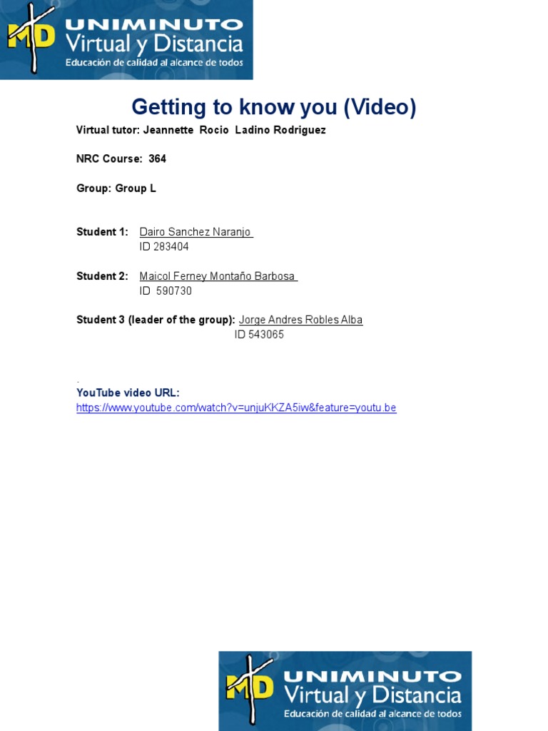 Getting To Know You | PDF