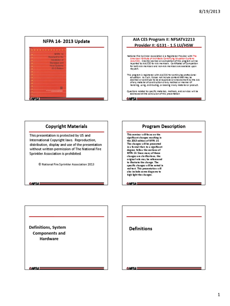 NFPA 14 2013 Update PDF | Download Free PDF | Valve | Fire Sprinkler System