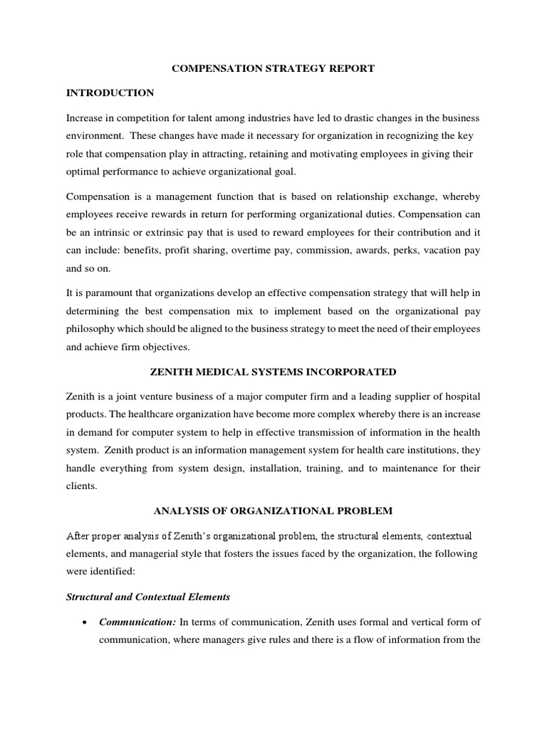 Compensation Strategy Report: Structural and Contextual Elements | PDF ...