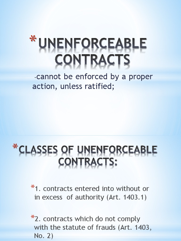 Unenforceable Contracts | PDF