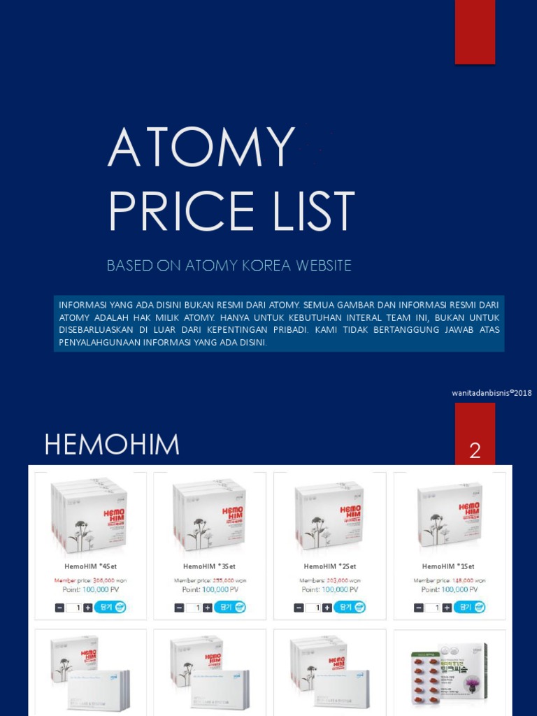 (New) Product Atomy Price List-2 | PDF