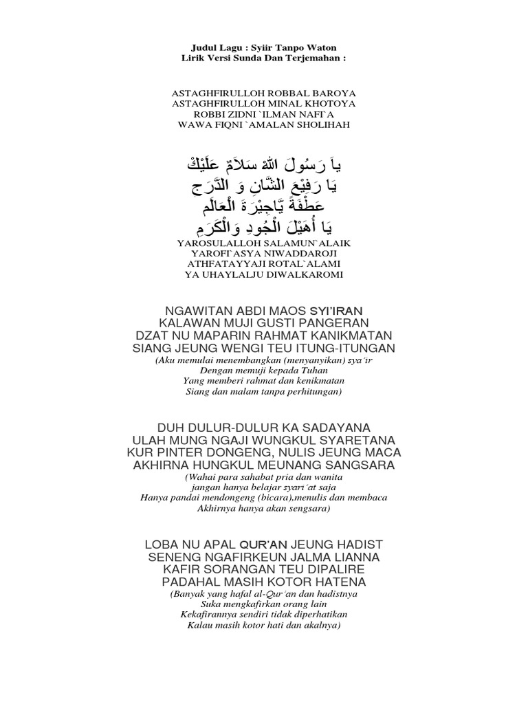 Lirik Sholawat Gusdur Pdf