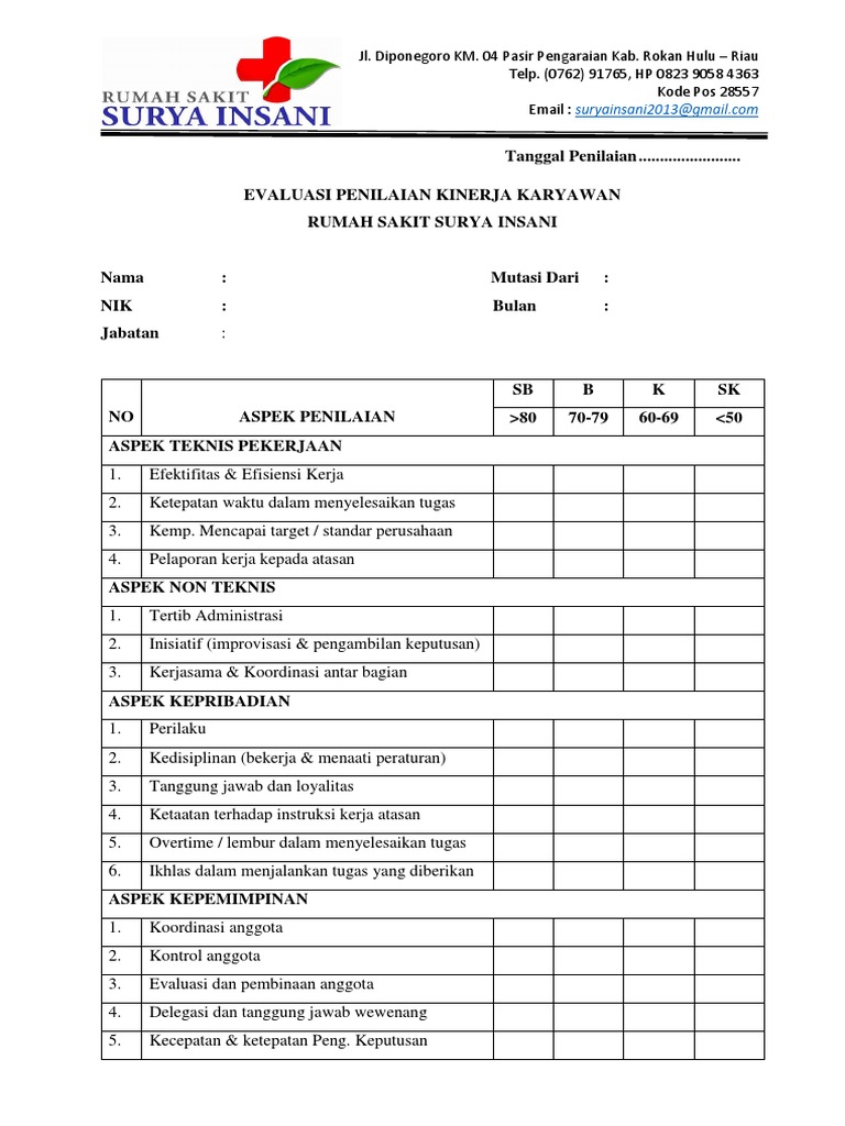 Form Evaluasi Karyawan Berkelanjutan | PDF