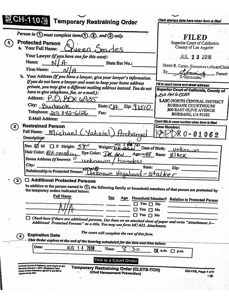 Case No 18PDRO-01062 CH-110 Temporary Restraining Order 04-Nov-2018 16-49-40 | PDF