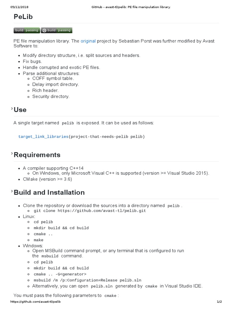GitHub - Avast-Tl - Pelib - PE File Manipulation Library | PDF ... GitHub - Avast-Tl - Pelib - PE File Manipulation Library | PDF ...