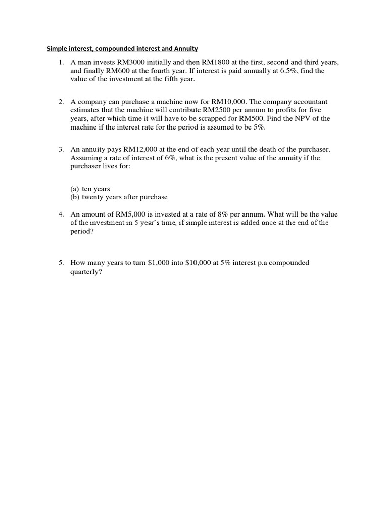Simple Interest Compounded Interest Annuity | PDF