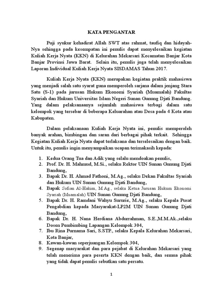 Kata Pengantar KKN | PDF