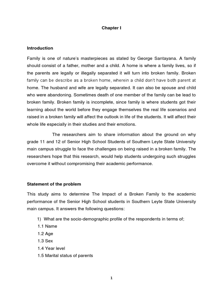 Broken Family Research | PDF | Divorce | Family