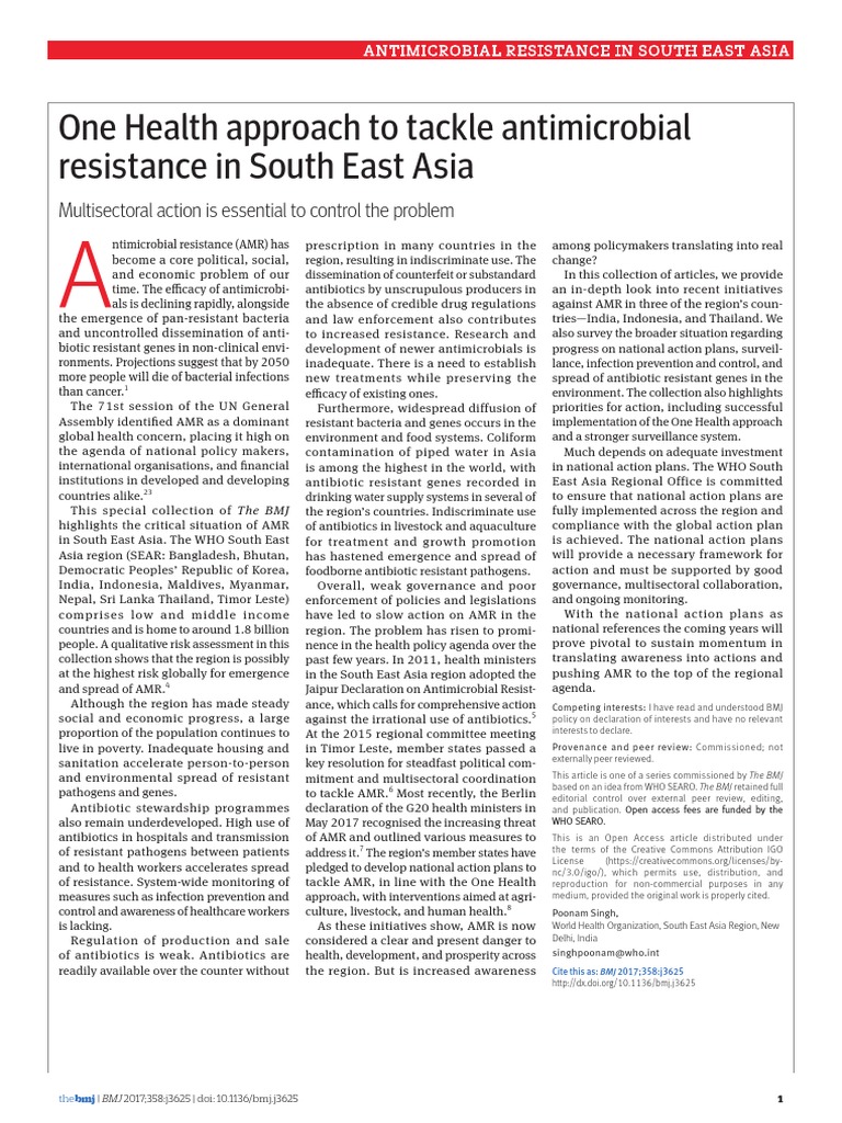 One Health in ASEAN | PDF | Antimicrobial Resistance | Health Sciences