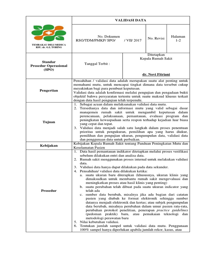 Spo Validasi Data | PDF