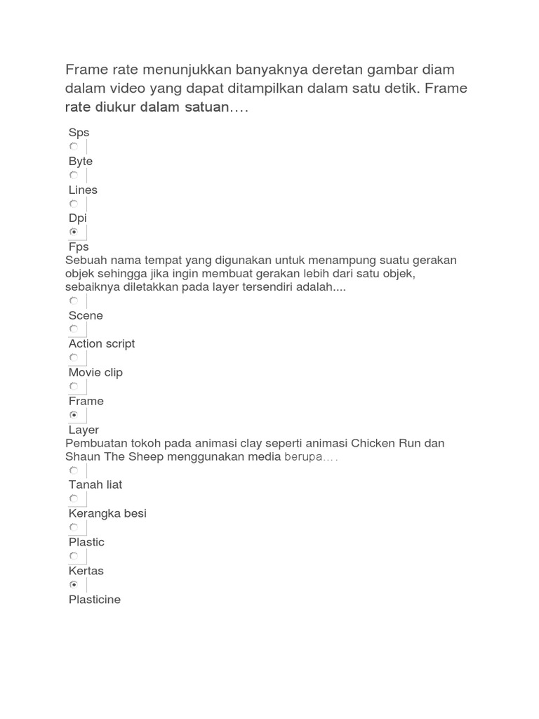 Kuiz Dasar Animasi dan Desain | PDF