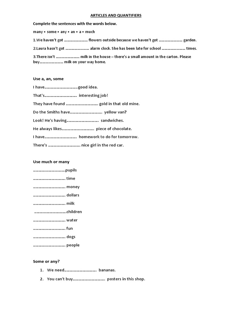 Articles and Quantifiers | PDF