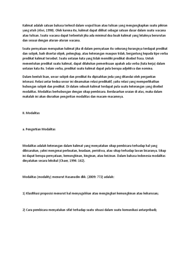 Modalitas | PDF | Seni & Disiplin Bahasa