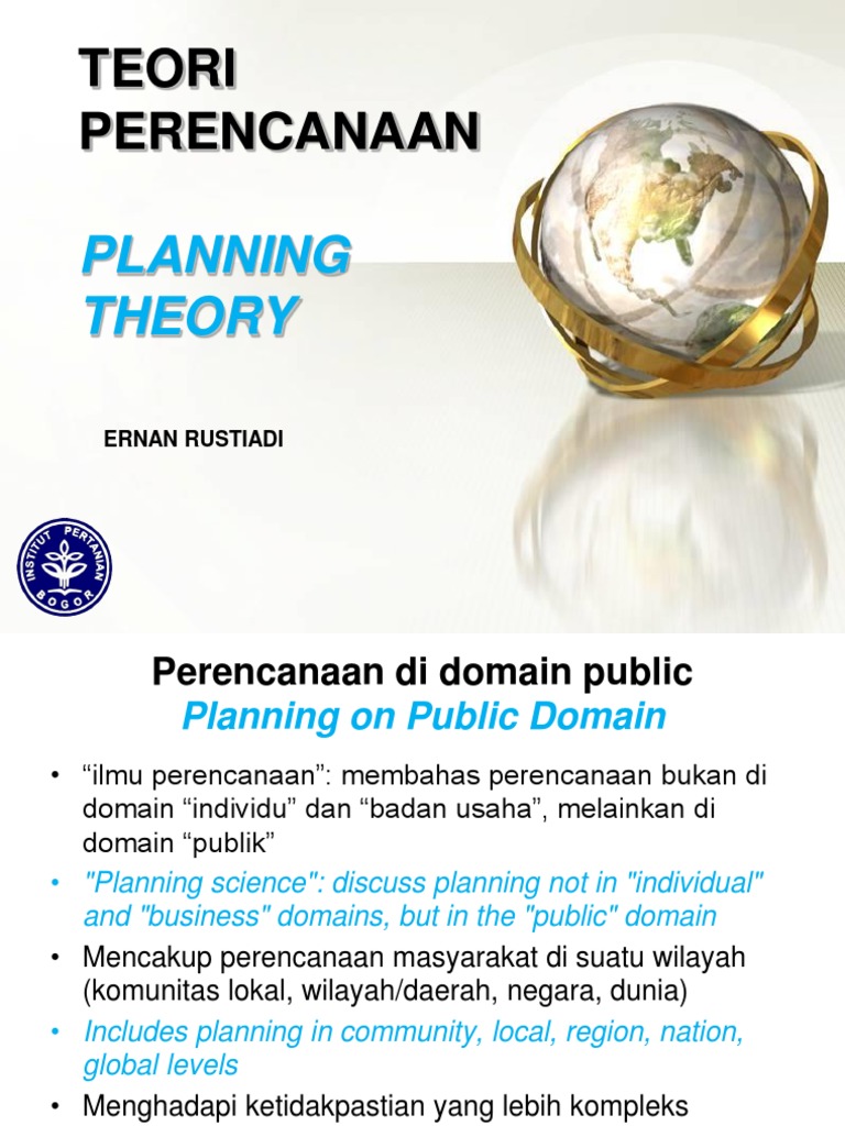 1 TEORI Dan Konsep PERENCANAAN - Planning Theory and Concept PDF | PDF