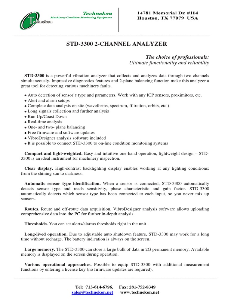 Introduction to the STD-3300 2-Channel Vibration Analyzer: A Powerful Tool for Machinery Fault ...