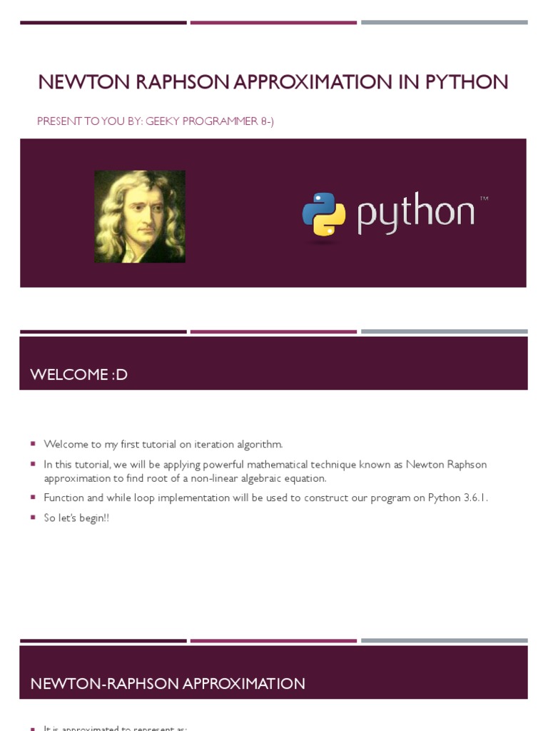 Newton Raphson Approximation On Python | PDF