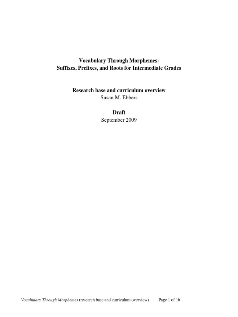Vocabulary Through Morphemes Suffixes PR | PDF | Morphology ...