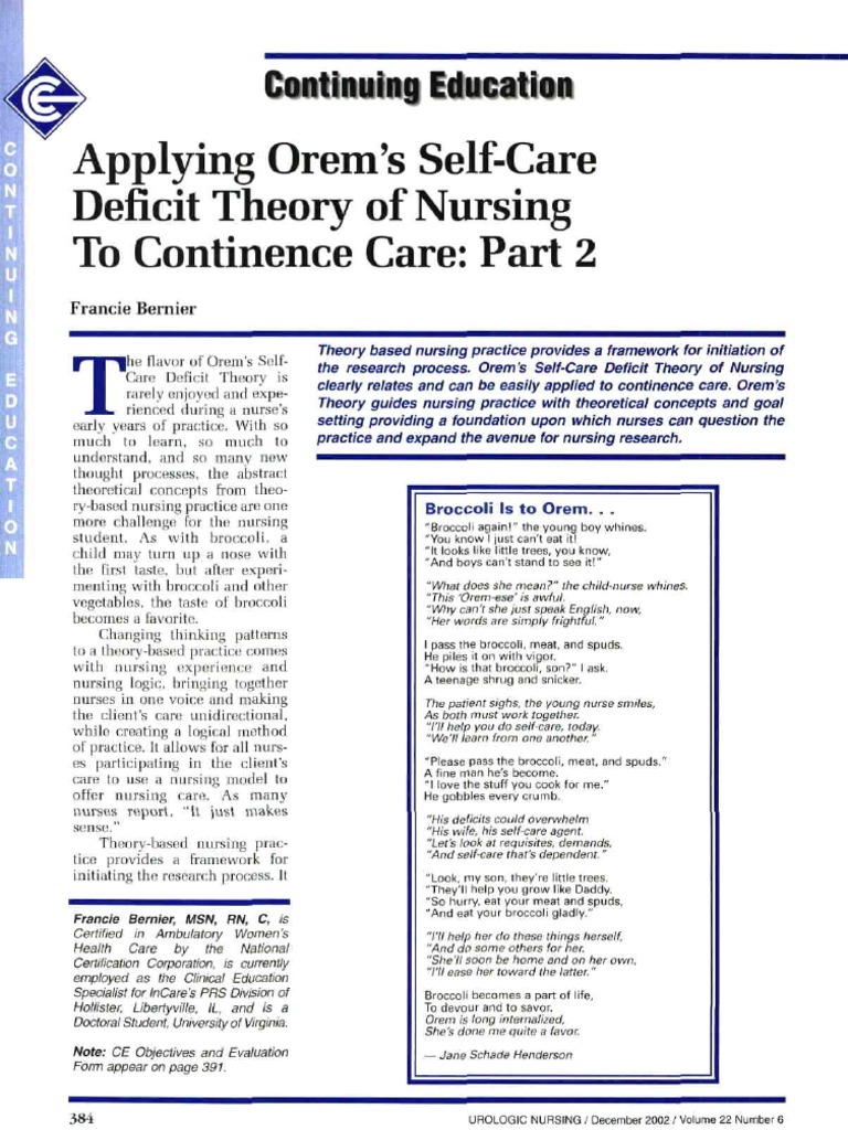 Applying Orem Self Care | PDF
