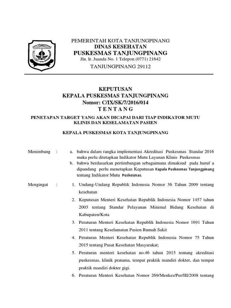 SK Penetapan Target Yang Akan Dicapai | PDF
