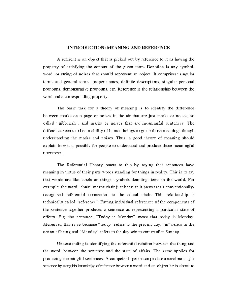 Meaning and Reference | PDF | Semantics | Grammar