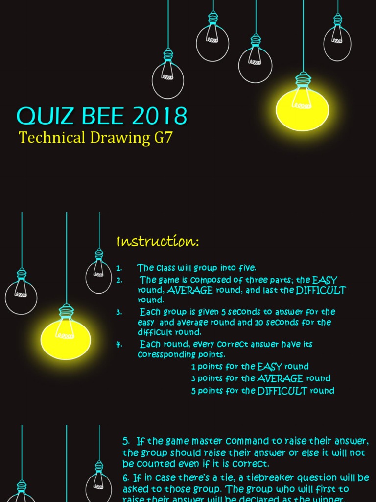 Quiz Bee For Techdraw7 | PDF | Circle | Euclid