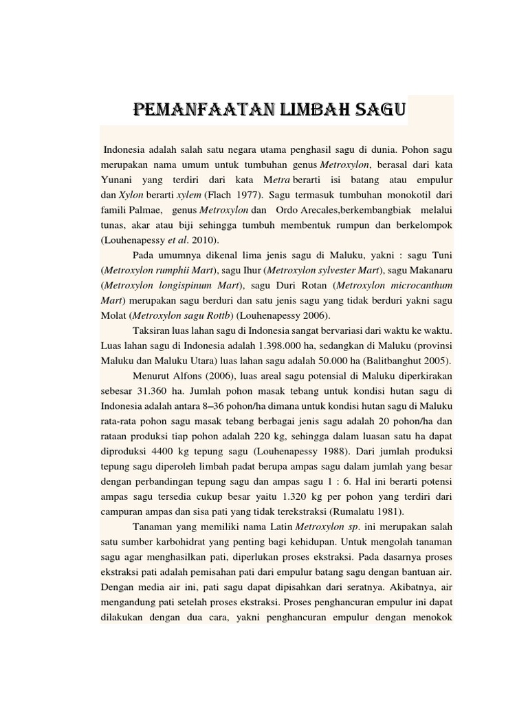Pemanfaatan Limbah Sagu di Indonesia | PDF | Teknologi & Rekayasa