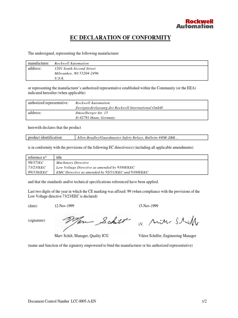 Ec Declaration of Conformity | PDF | Electromagnetism | Engineering
