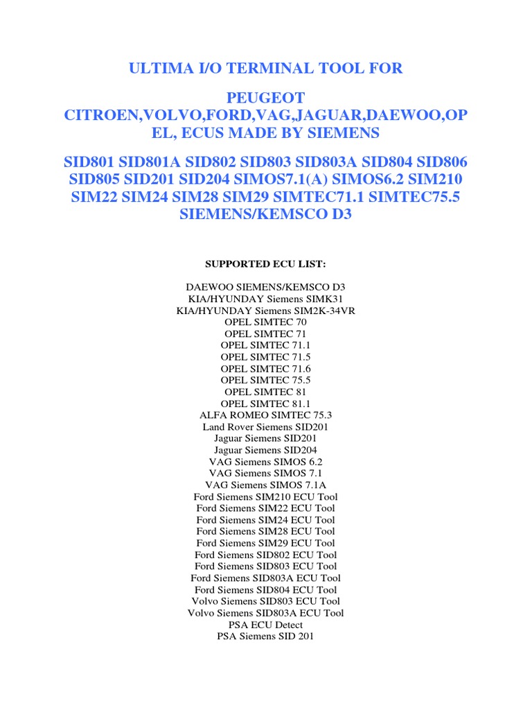 Full List of Supported ECU | PDF | Flash Memory | Vehicles