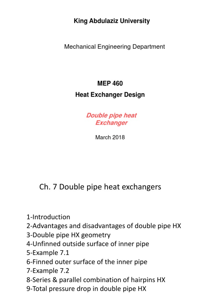 Double Pipe Heat Exchangers | PDF | Heat Exchanger | Heat Transfer