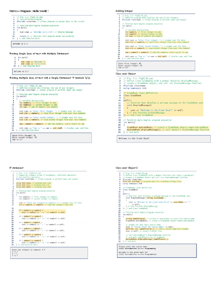 First C++ Program: Hello World ! Adding Integer | PDF