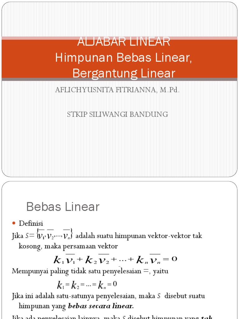 Himpunan Vektor Bebas dan Bergantung Linear | PDF