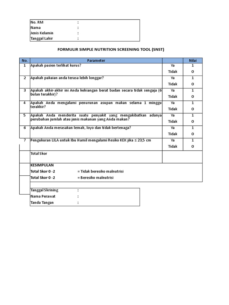 Formulir Skrining | PDF