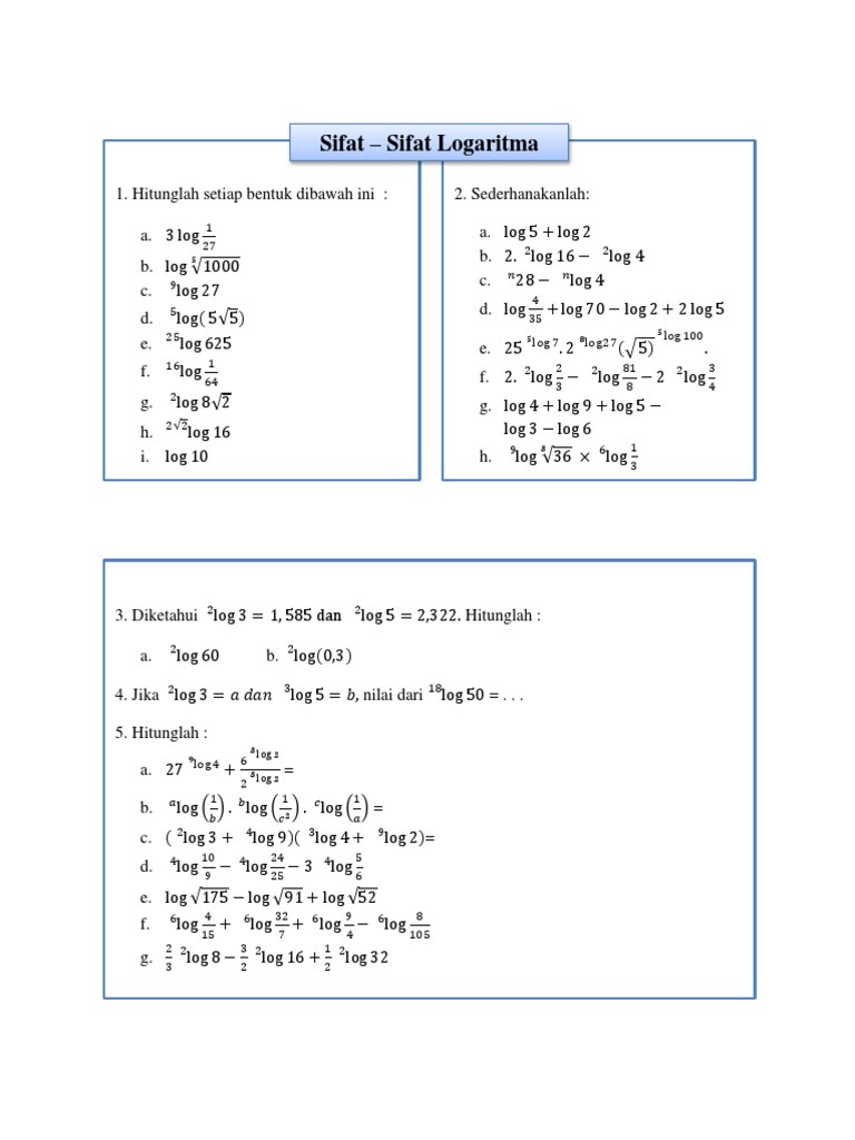 Tambahan Soal Logaritma | PDF