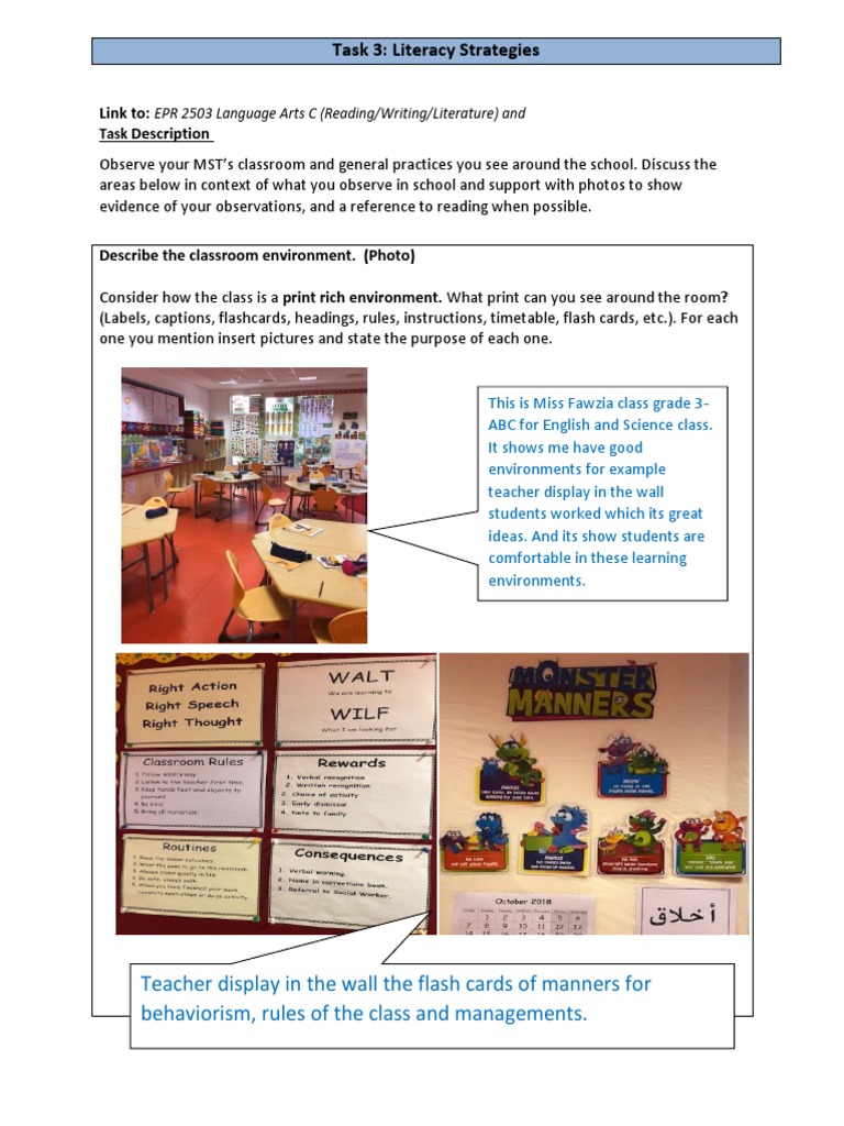 Task 3 and The Reflection | PDF | Reading (Process) | Teachers