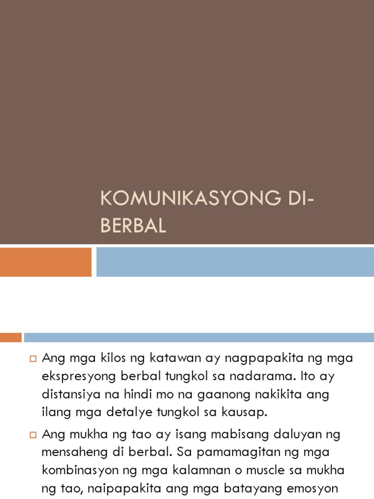 Komunikasyong Di Berbal | PDF