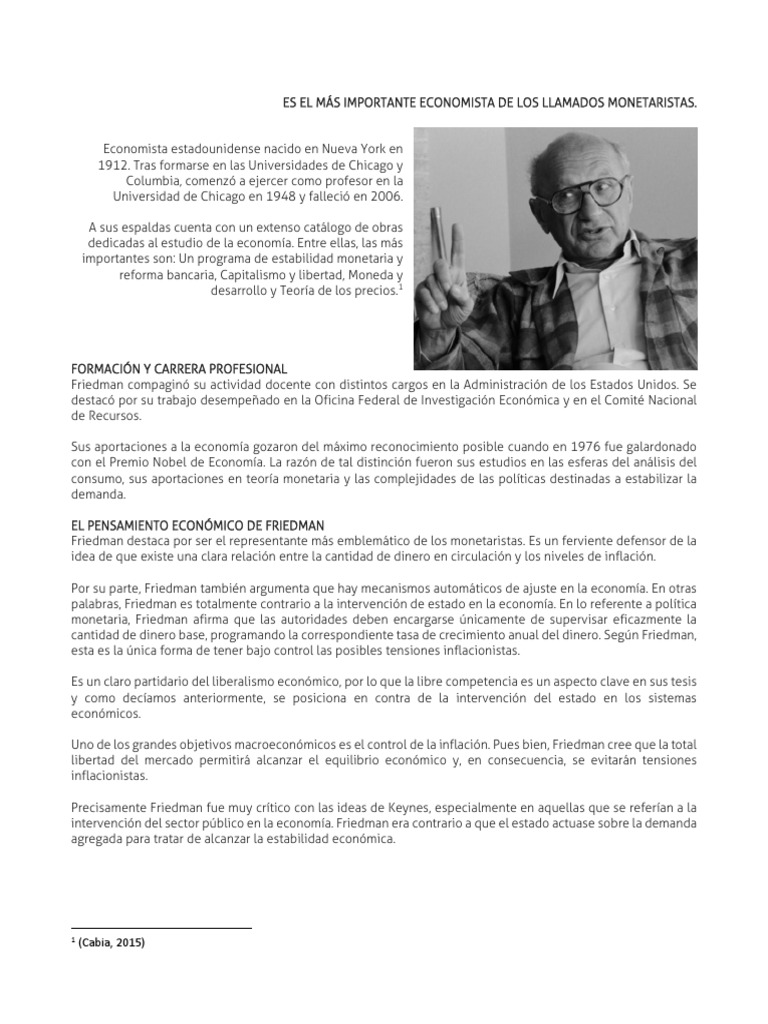 Biografía de Milton Friedman | PDF | Milton Friedman | Monetarismo