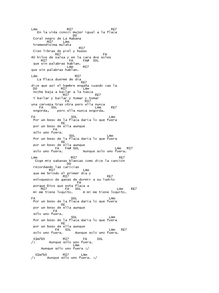 La Flaca (Letra y Acordes) | PDF