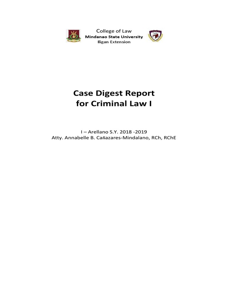 1-Arellano, Full Case Digest Report | PDF | Insanity Defense | Burden ...