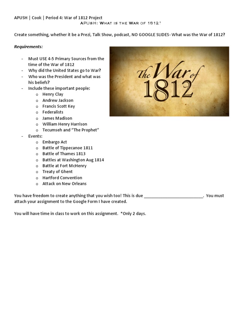 Apush War of 1812 Project | PDF | History
